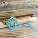 Aqua Sky Blue Skeleton Key Necklace Verdigris Patina Key - Etsy
