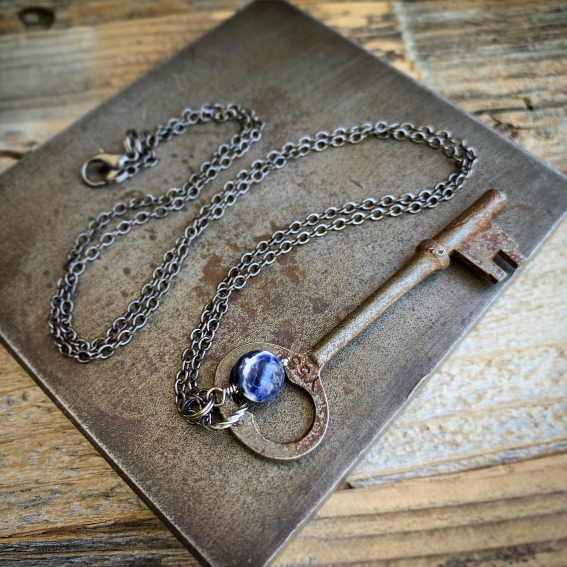 Genuine Rustic Skeleton Key necklace Rusty old key necklace | Etsy