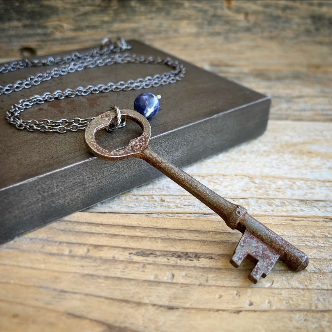 Genuine Rustic Skeleton Key necklace Rusty old key necklace | Etsy