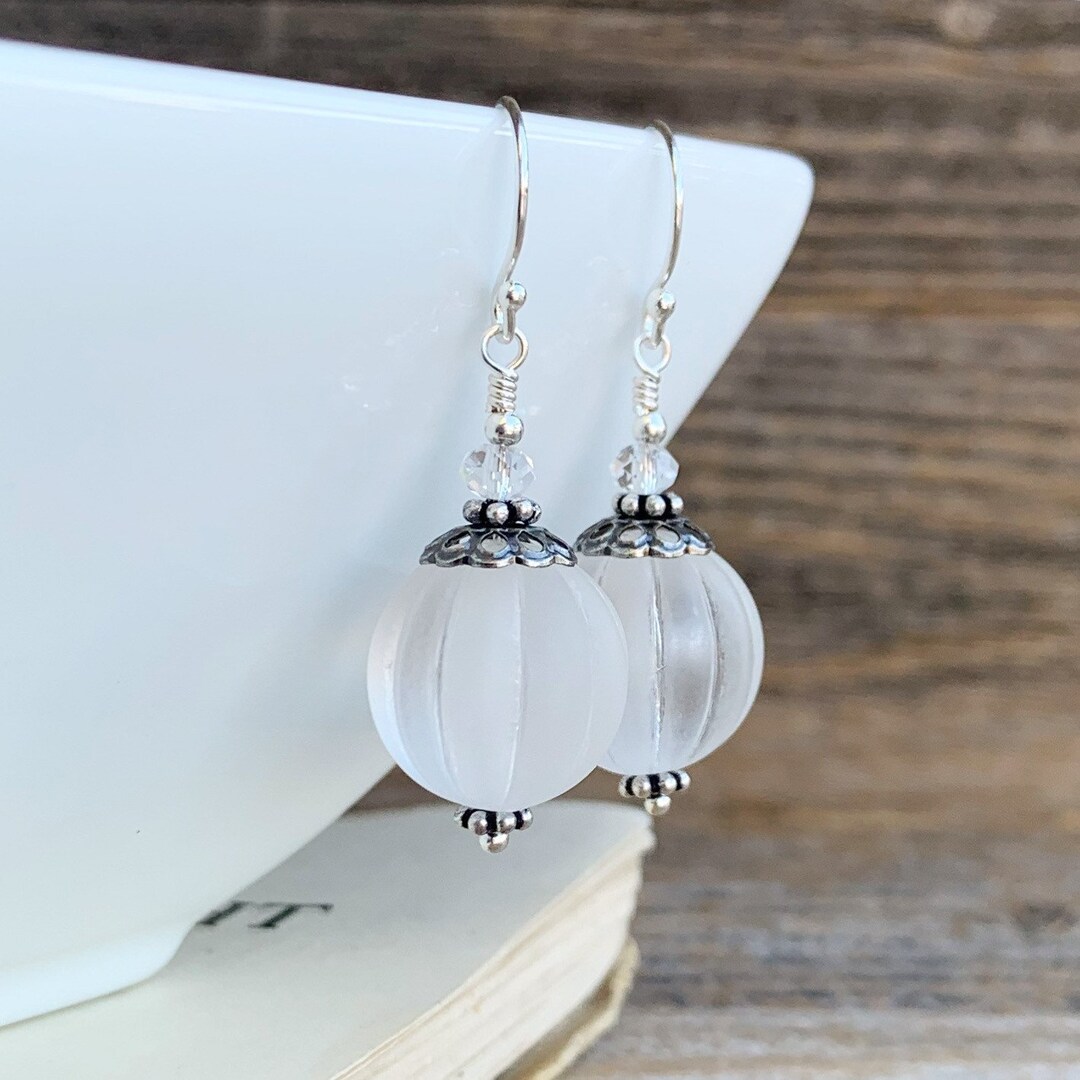 Frost Winter White Earrings, Snow Jewelry, Winter Jewelry, Ice Earrings ...