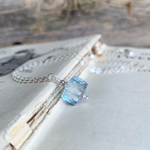 Mystic Ice Blue Quartz Gemstone Necklace, Gemstone Cube Pendant in ...