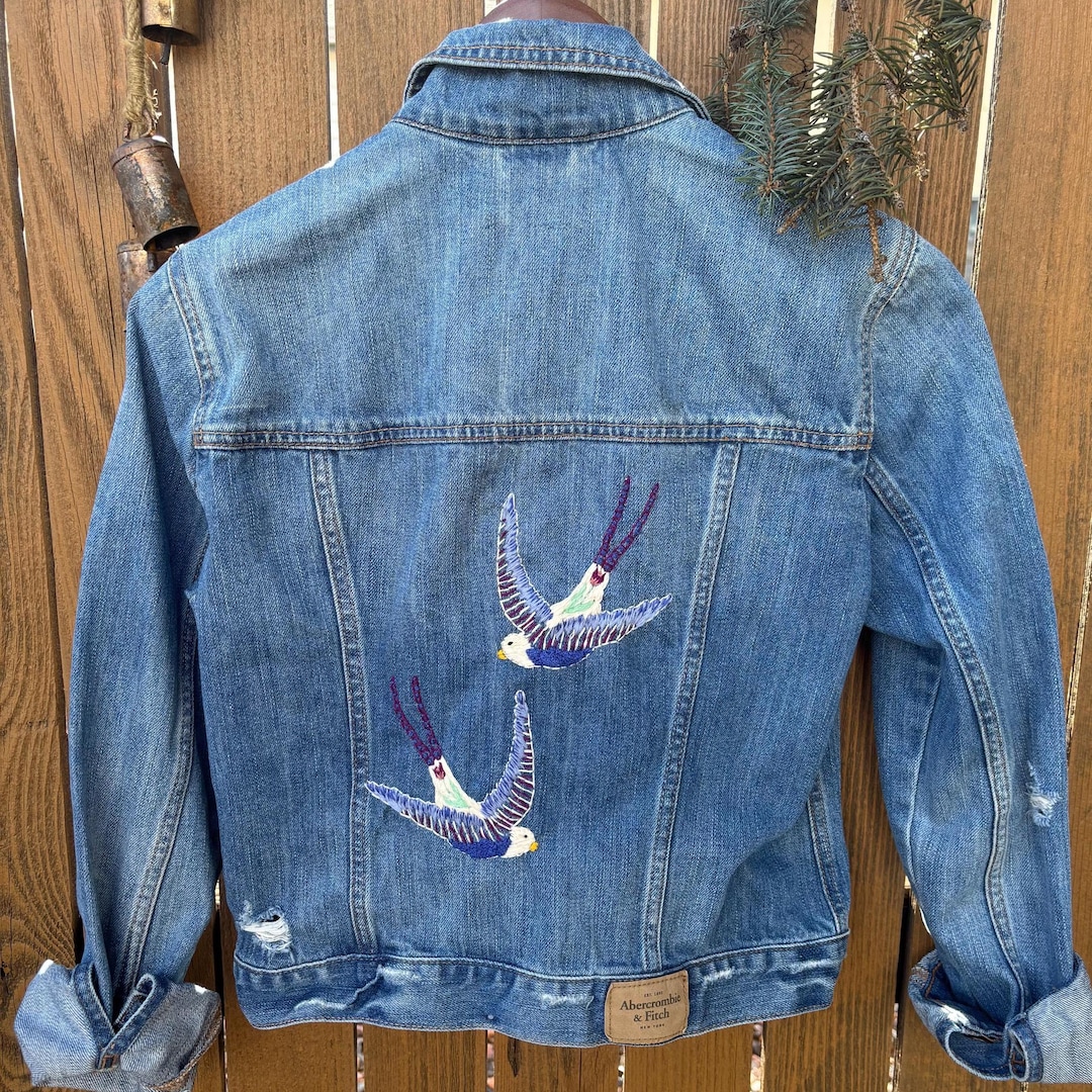 Hand Embroidered Denim Jacket | Unique Jean Jacket | Slow Fashion ...