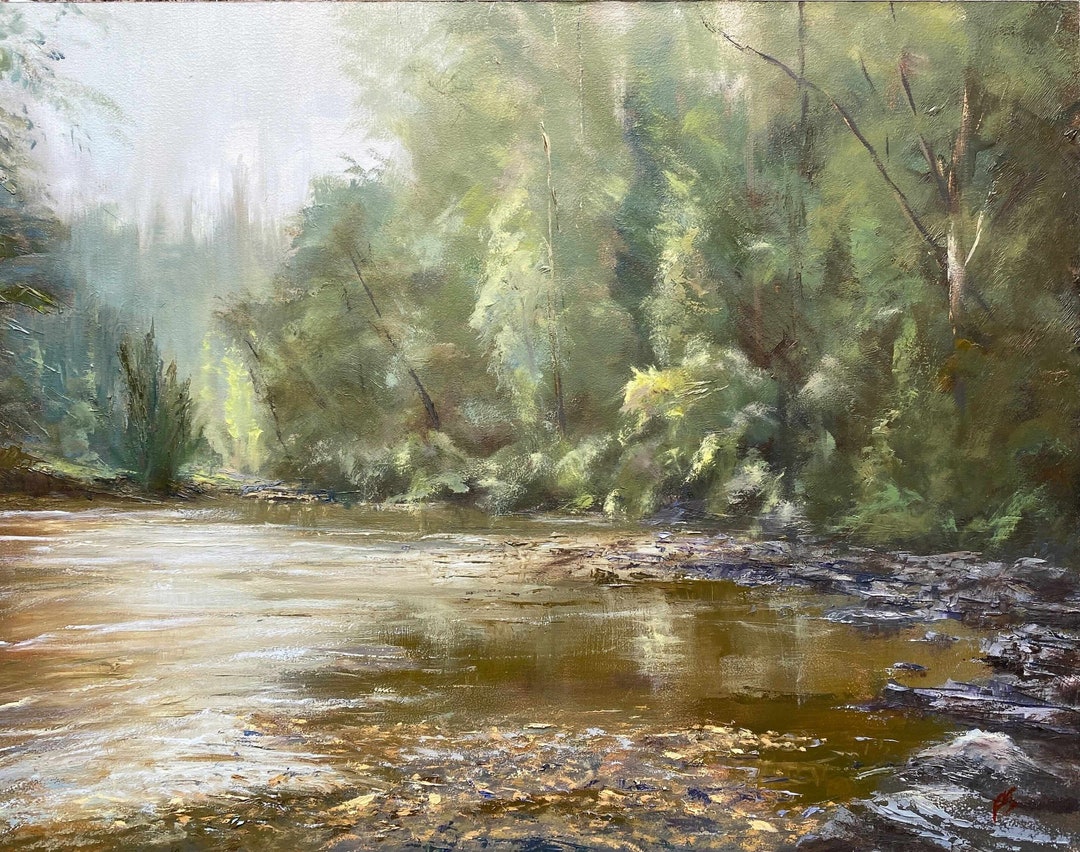 Summer River, Forest, Tasmania, River Painting, Australian Landscape ...