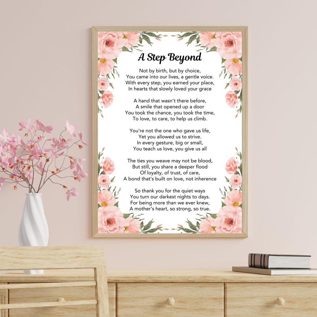 Step Mother Poem, Step Mom Birthday Gift, Step Mom Mother's Day Gift ...
