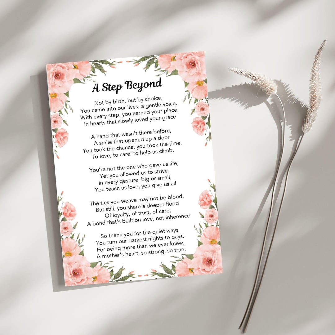 Step Mother Poem, Step Mom Birthday Gift, Step Mom Mother's Day Gift ...