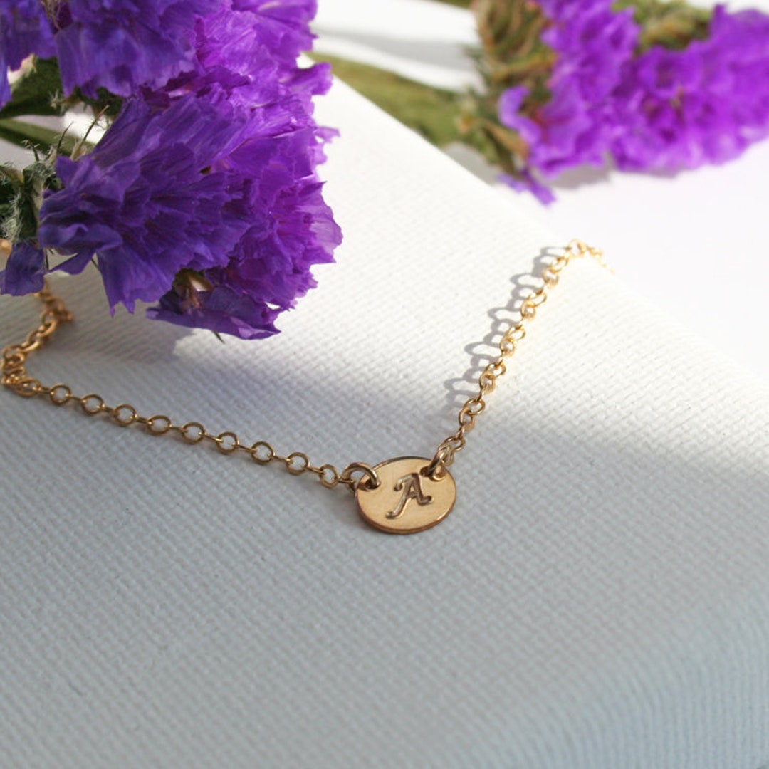 Tiny Initial Necklace, Petite Initial Necklace, Mixed Metals Initial ...
