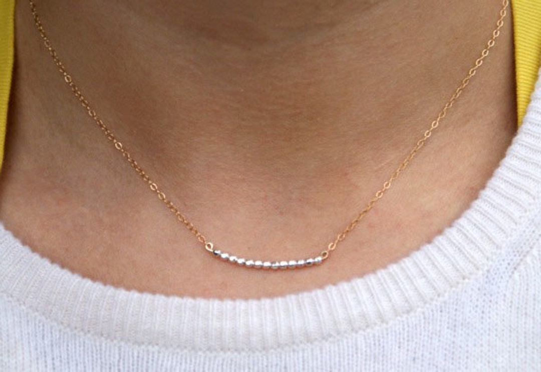 Delicate Necklace Two Tone Necklace Sterling Silver and - Etsy