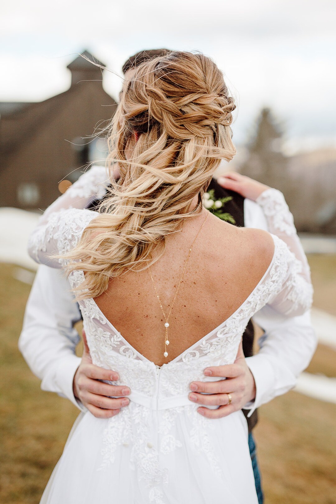 Back Drop Bridal Necklace Pearl Back Drop Necklace Dainty - Etsy