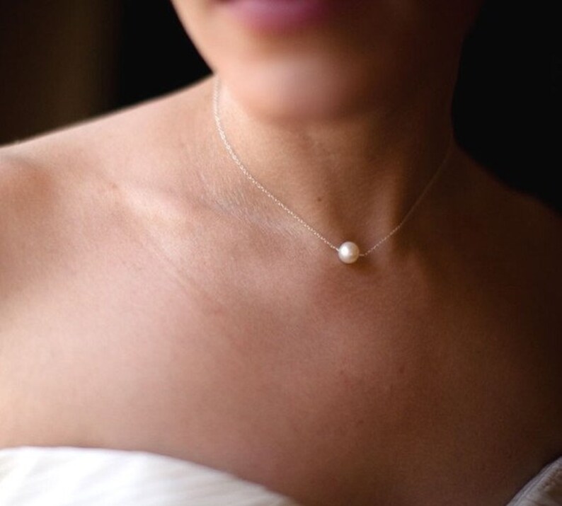 Solitaire Pearl Necklace Single Ivory Freshwater Pearl 14k | Etsy