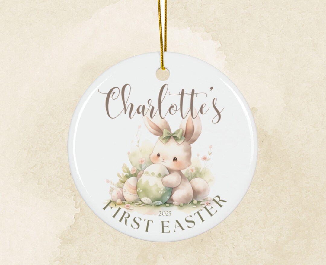 Custom First Easter Bunny Ornament, Bunny With Eggs Personalized Gift ...