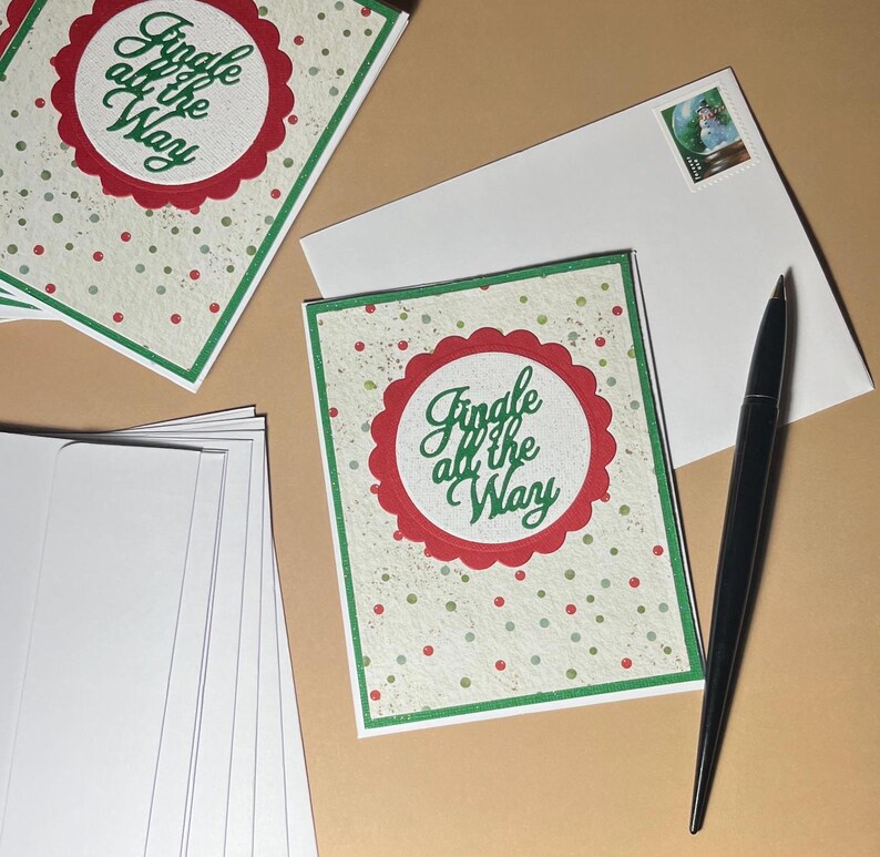 8 Handmade Christmas Cards, Jingle All the Way, Holiday Greetings - Etsy