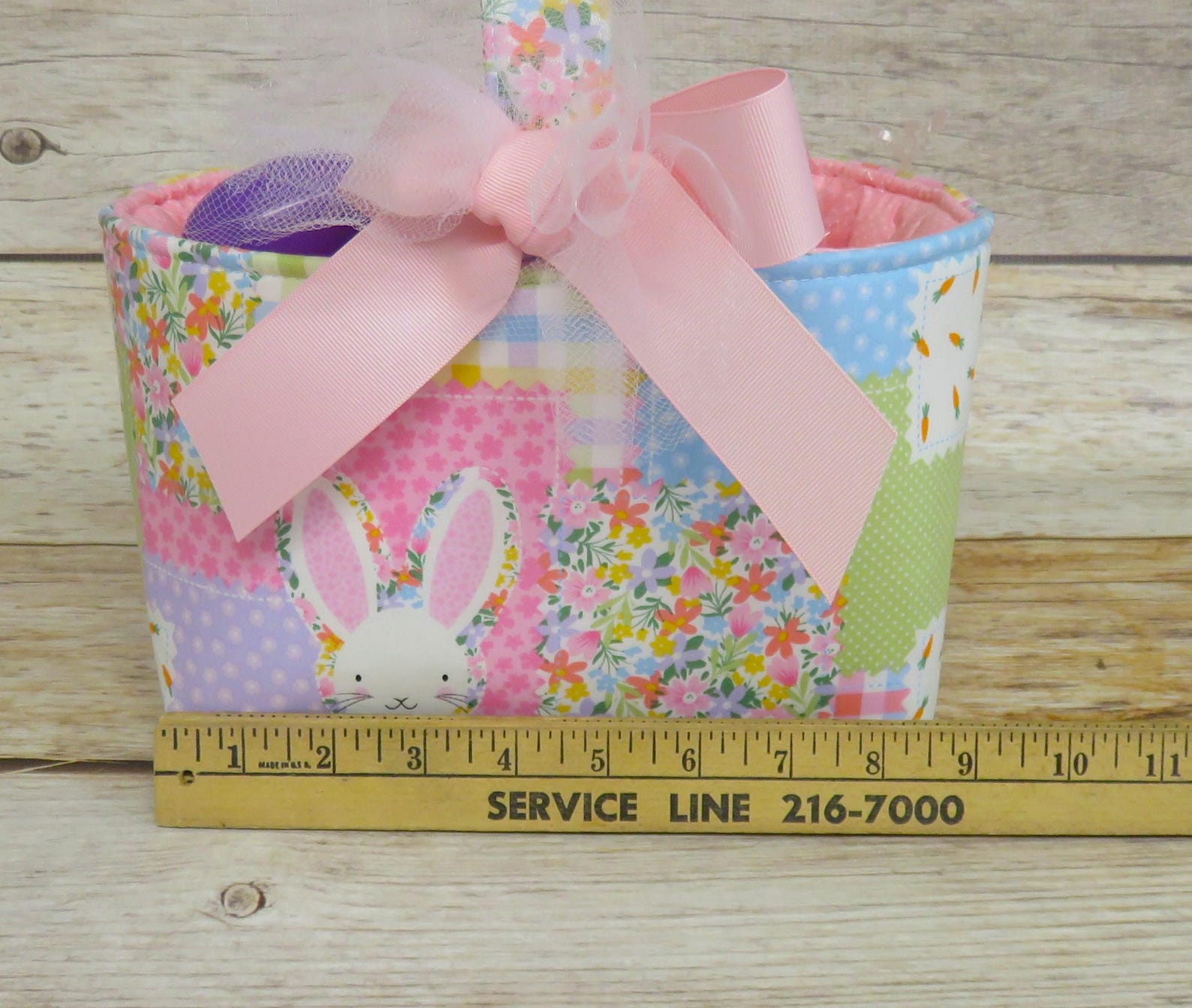 Pastel Bunny Rabbit Patterned Gingham Patchwork Fabric - Easter Egg ...