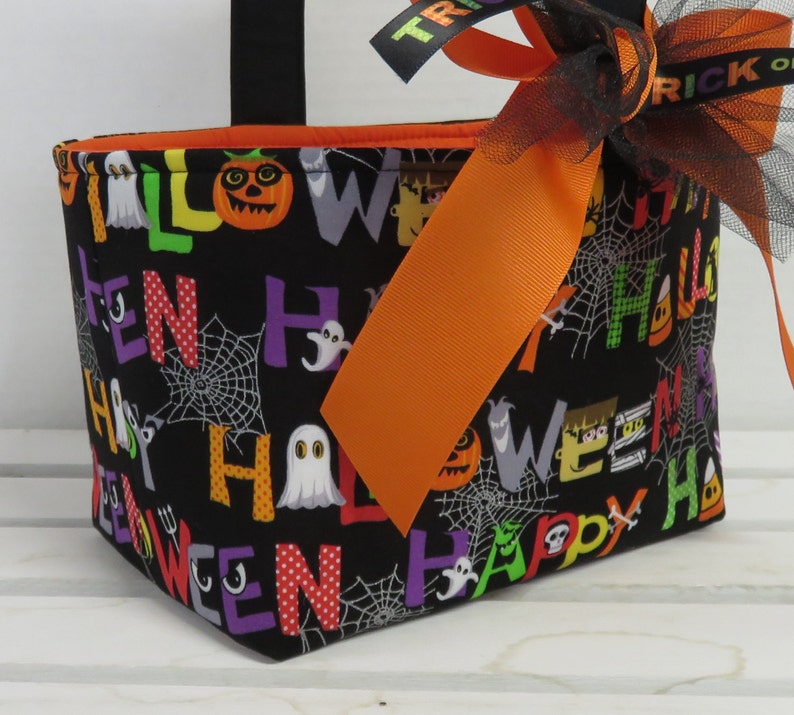 Halloween Trick or Treat Bag Candy Tote Basket Bucket - Funky Multi ...