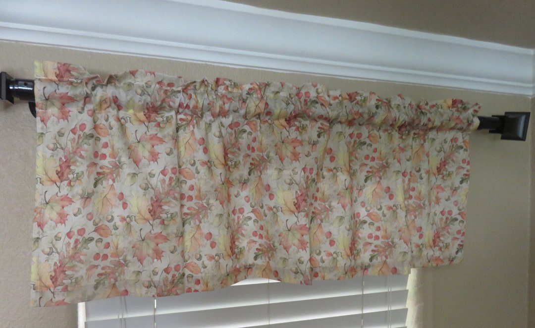 Window Topper Curtain Valance - Oak Leaves Acorns Fall Autumn Fabric ...
