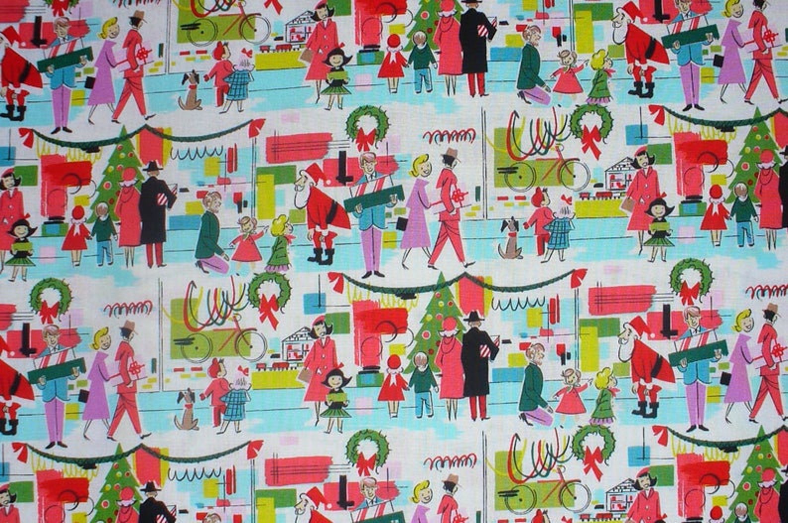 Retro Christmas Holiday Winter Decor - Fabric Storage Organizer Bin ...