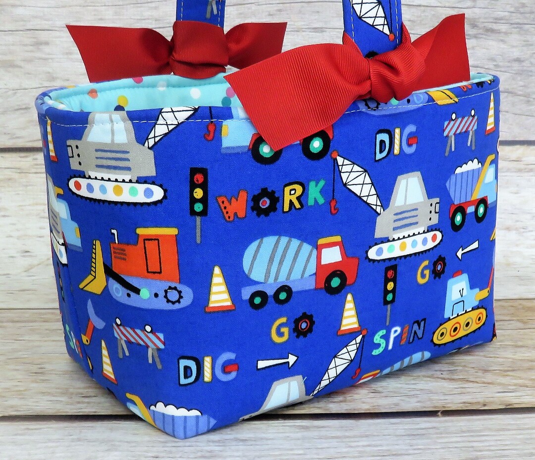 Construction Site Vehicles Diggers and Dumpsters Fabric - Easter Egg ...