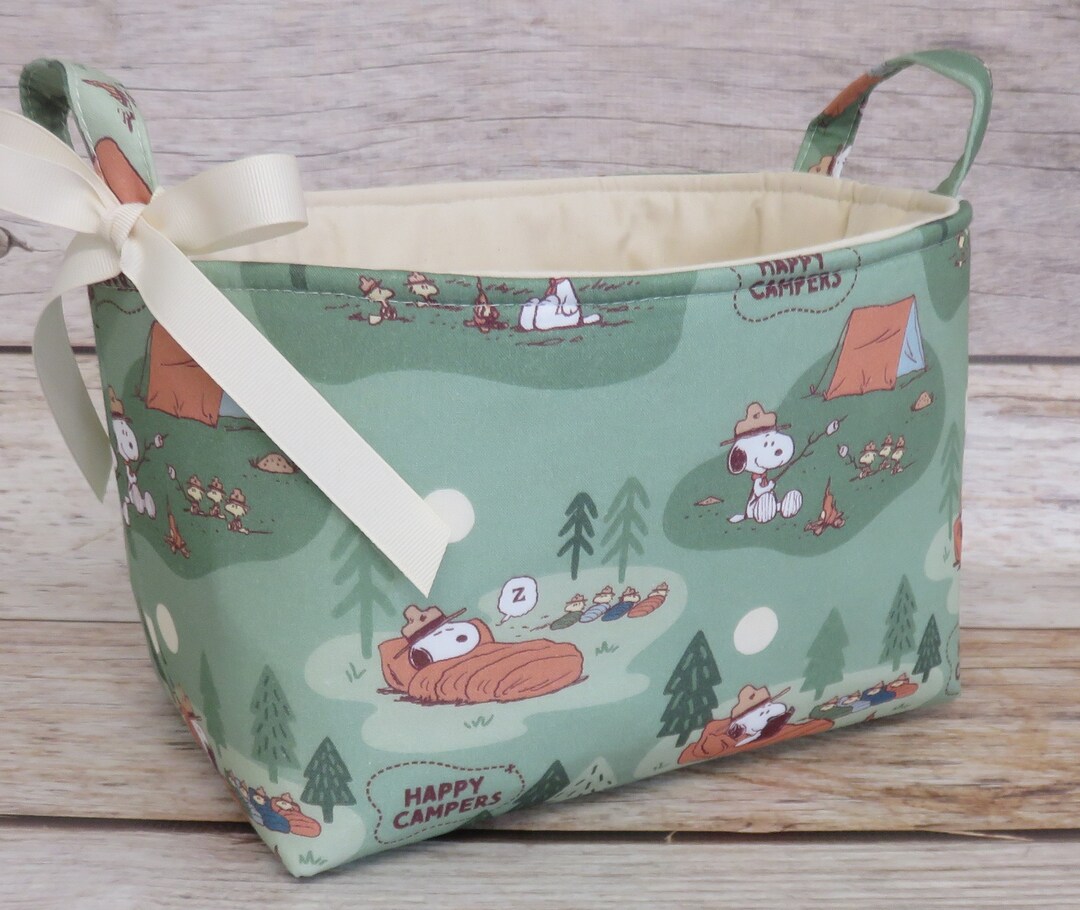Snoopy Peanuts Camping Trip - Happy Campers Fabric - Diaper Caddy Bin ...