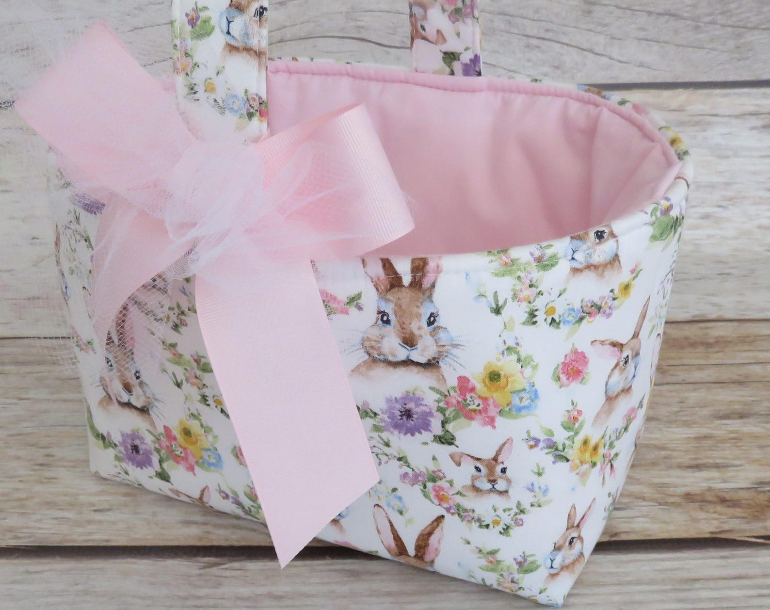 Easter Egg Basket Candy Bucket Bin Storage Container - Easter Bunny ...