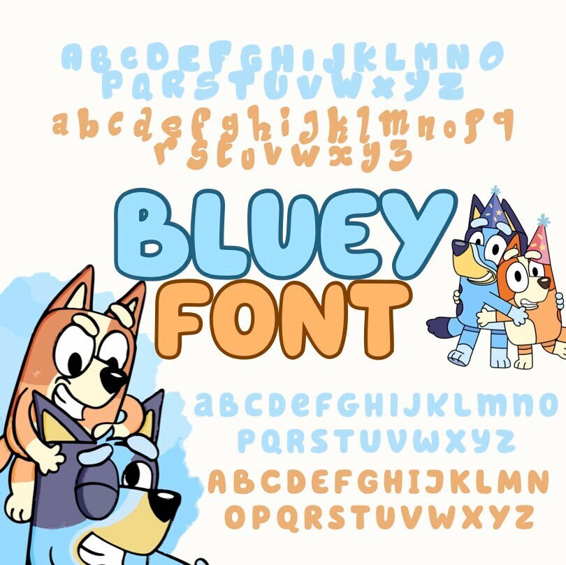 Bluey Font, Bingo and Bluey TTF, Invitation Font, Alphabet Numbers ...