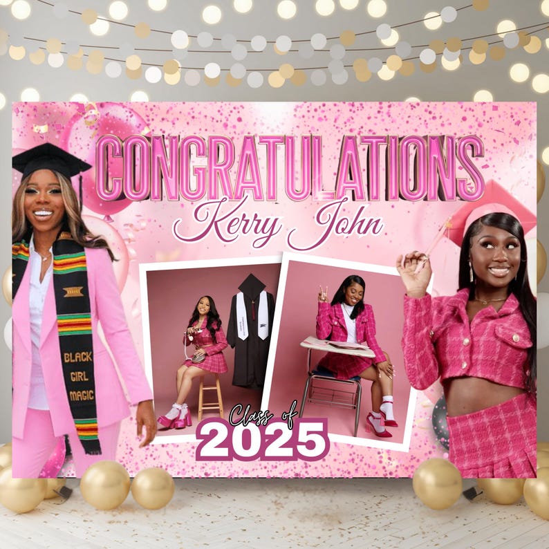 Graduation Backdrop Bundle, 4 Editable Graduate Backdrops, Canva Grad ...
