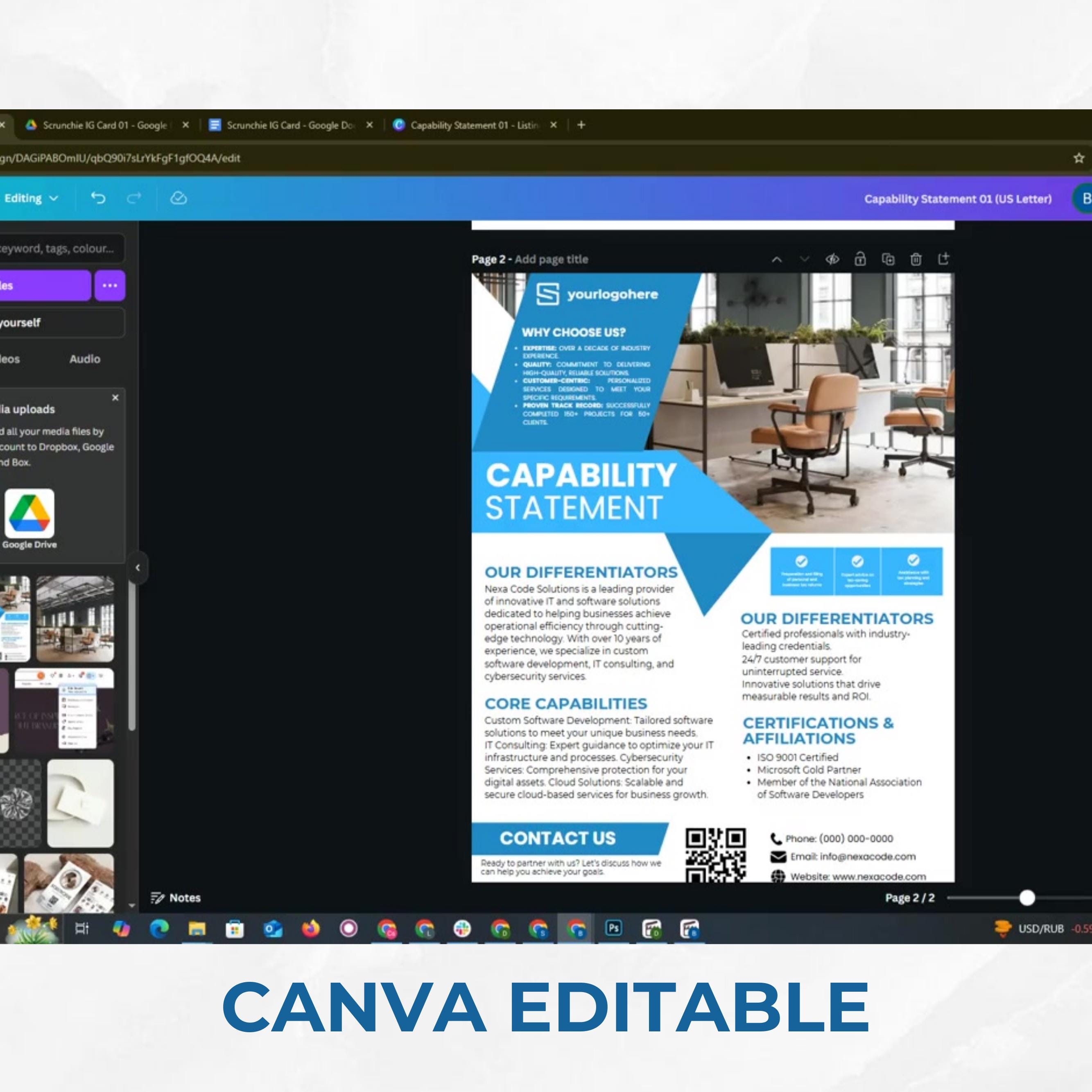 Capability Statement Template Canva,corporate Flyer,editable Business ...
