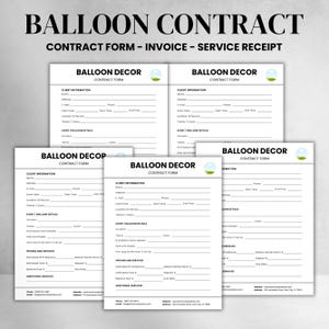 Editable Balloon Decor Contract Template, Canva Invoice - Etsy