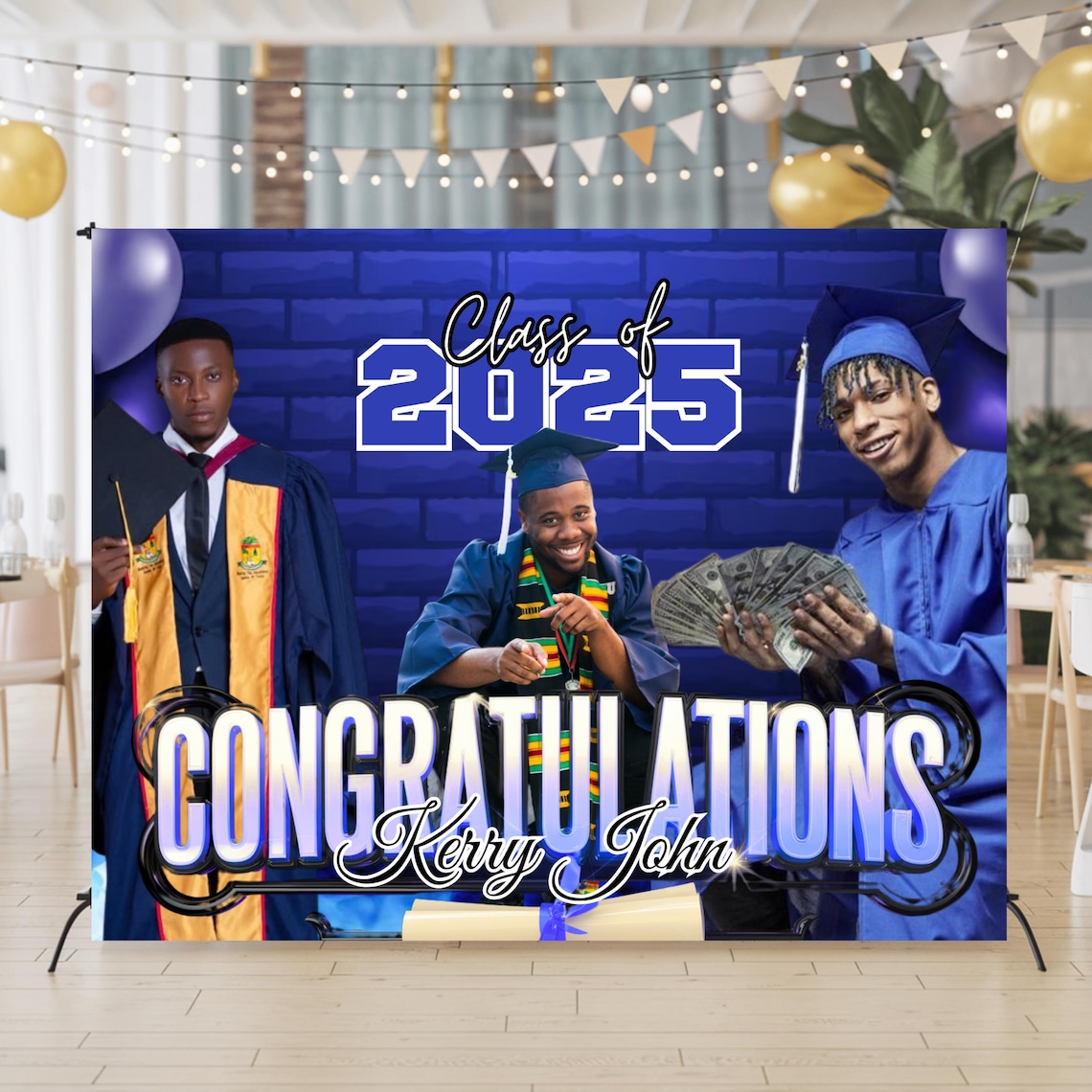 Graduation Backdrop Bundle, 4 Editable Graduate Backdrops, Canva Grad ...