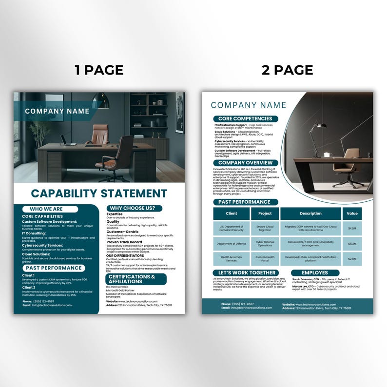 Capability Statement Template Canva,corporate Flyer,editable Business ...