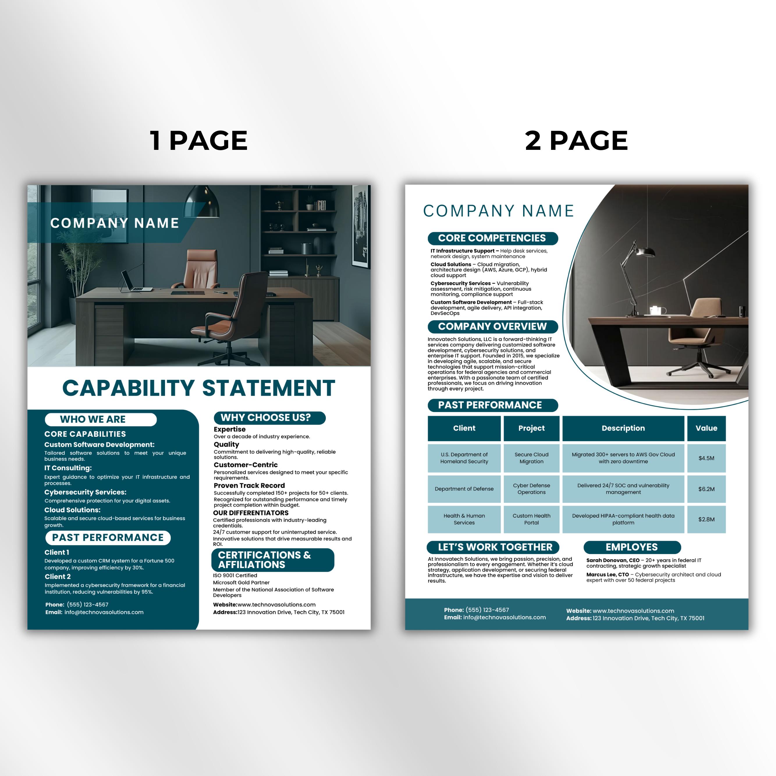 Capability Statement Template Canva,corporate Flyer,editable Business Capability Statement ...