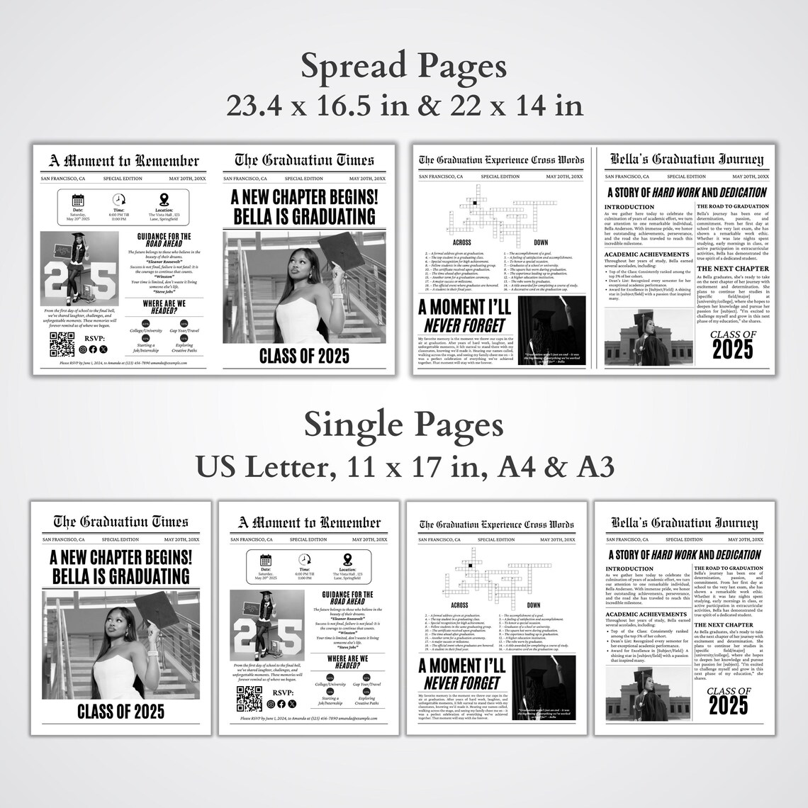 Canva Graduation Newspaper Template, Senior Newspaper Graduating 2026 ...