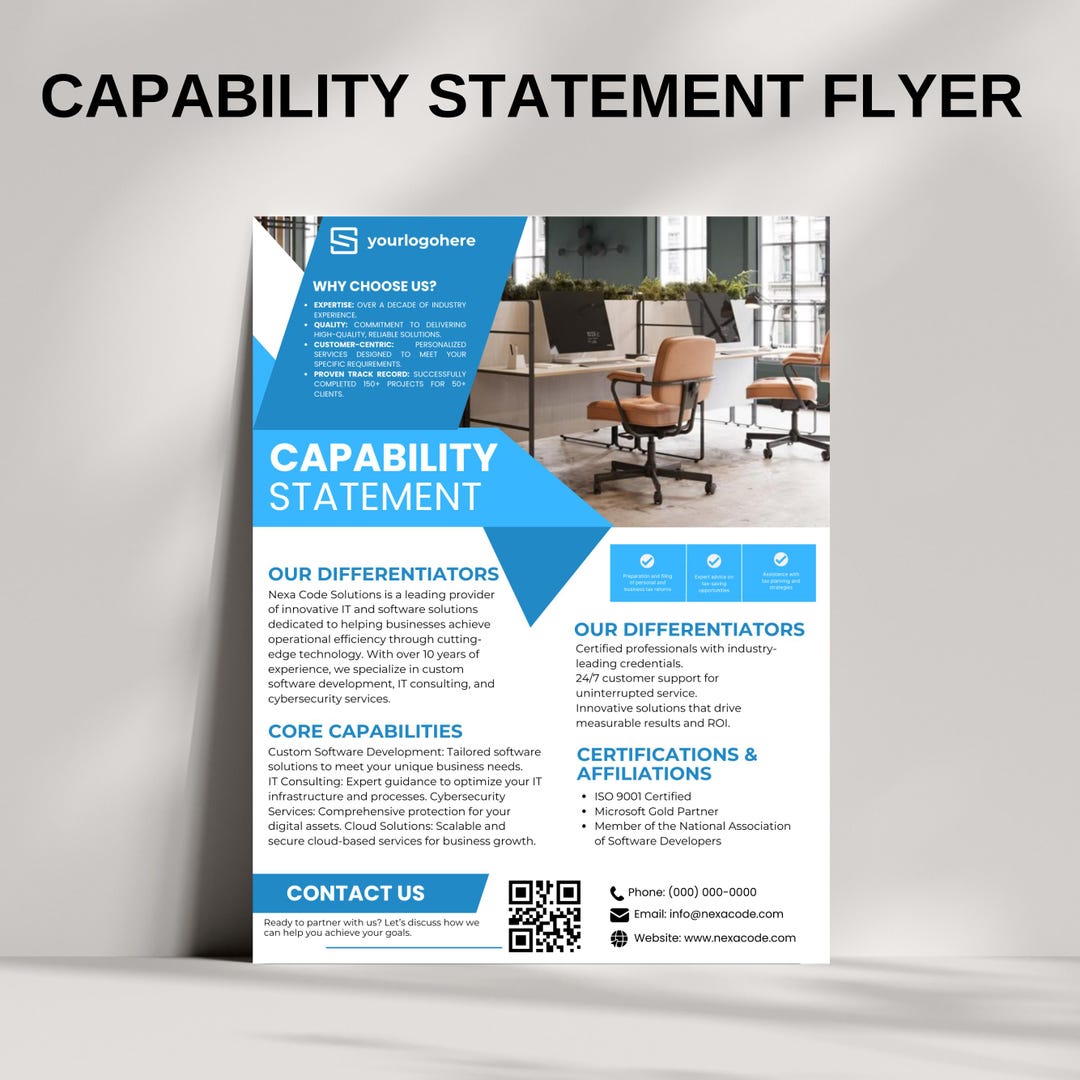 Capability Statement Template Canva,corporate Flyer,editable Business ...