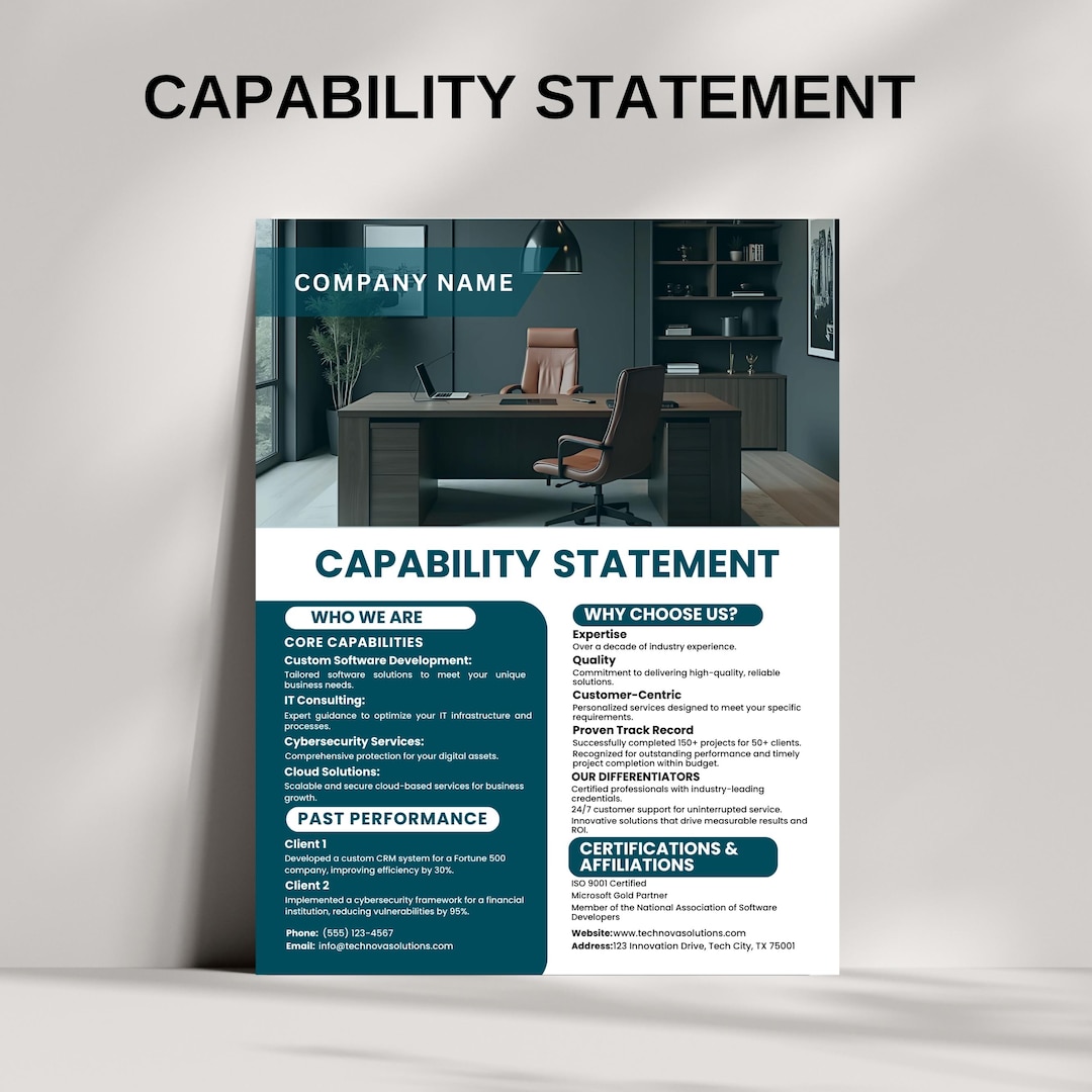 Capability Statement Template Canva,corporate Flyer,editable Business Capability Statement ...