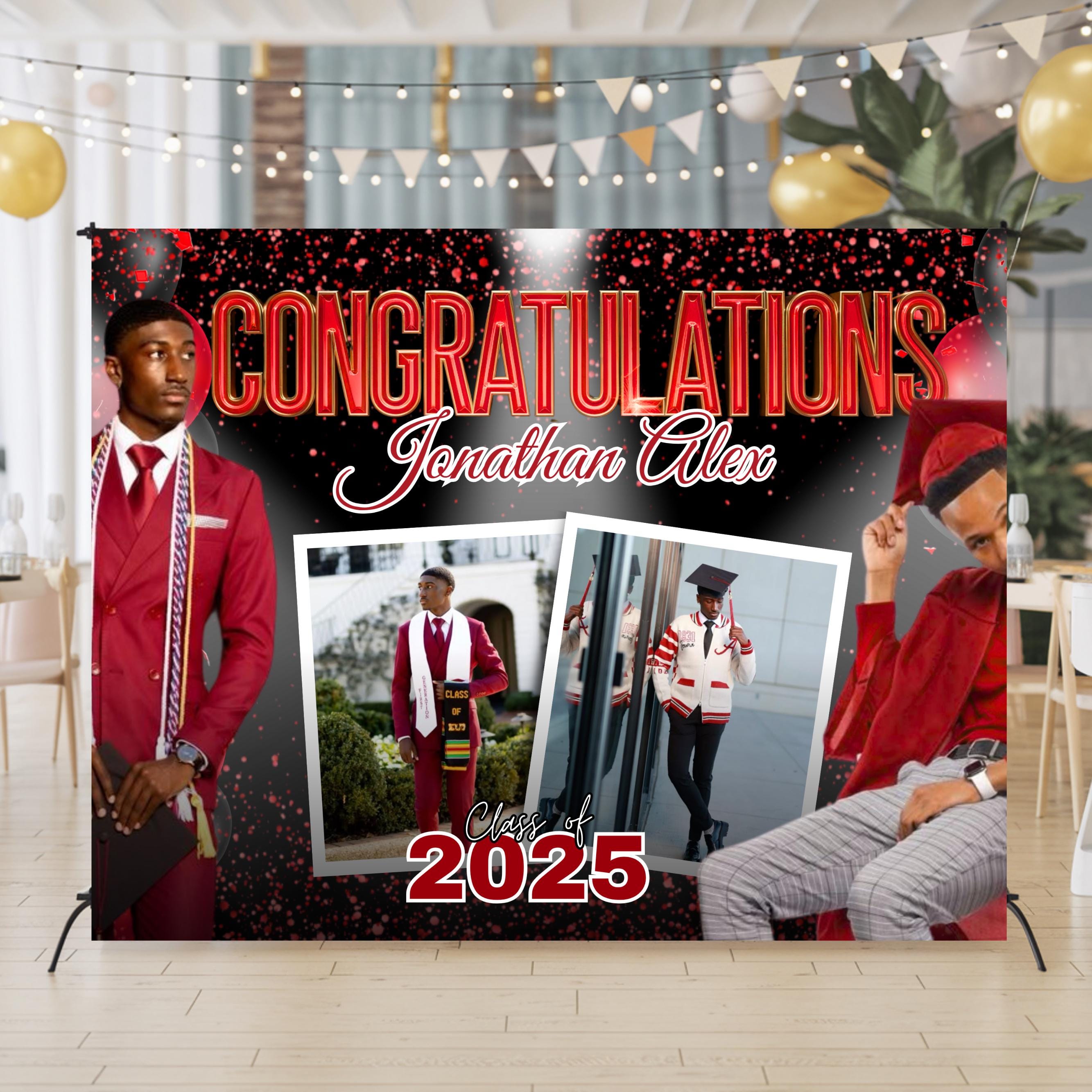 Graduation Backdrop Bundle, 4 Editable Graduate Backdrops, Canva Grad ...