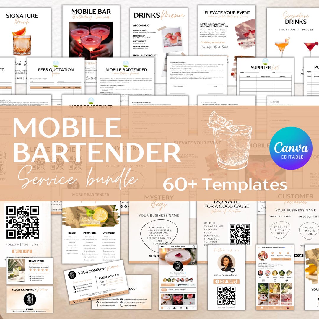 Mobile Bartender Bundle, Mobile Bar Contract, Bartender Contract ...