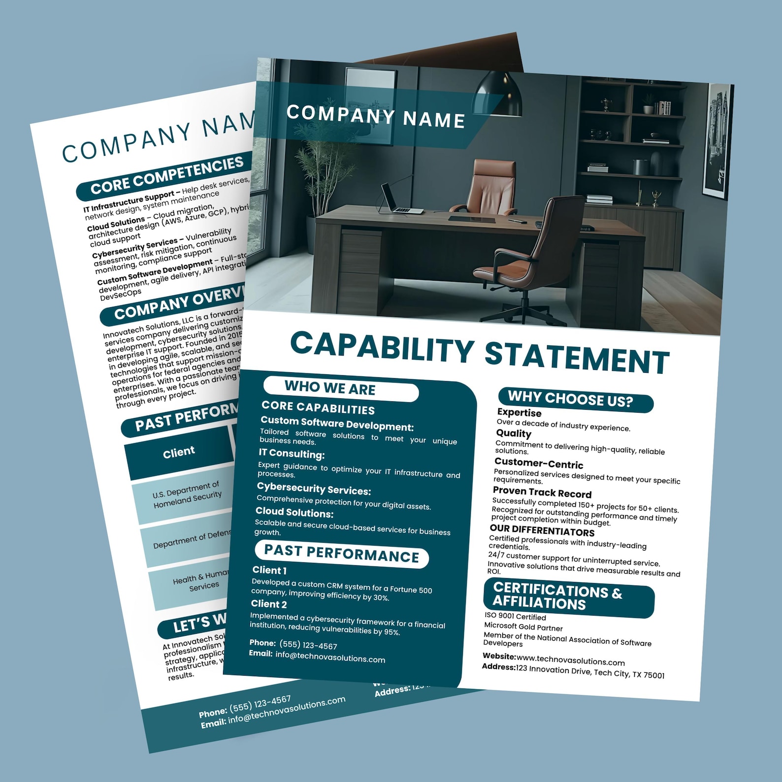 Editable Capability Statement Template, Corporate Flyer (canva) - Etsy