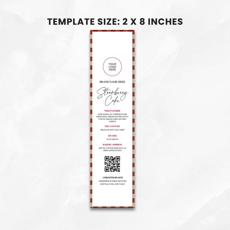 Mini Cake Tin Label, Editable Bakery Packaging (canva Template) - Etsy