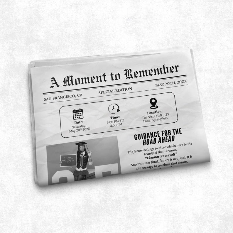 Canva Graduation Newspaper Template, Senior Newspaper Graduating 2026 ...