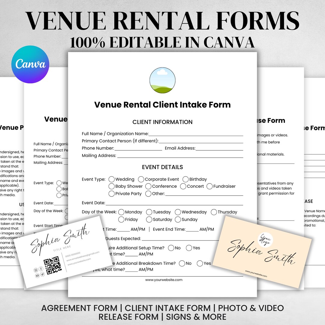 Event Venue Rental Contract Template Bundle, Editable Forms (canva) - Etsy
