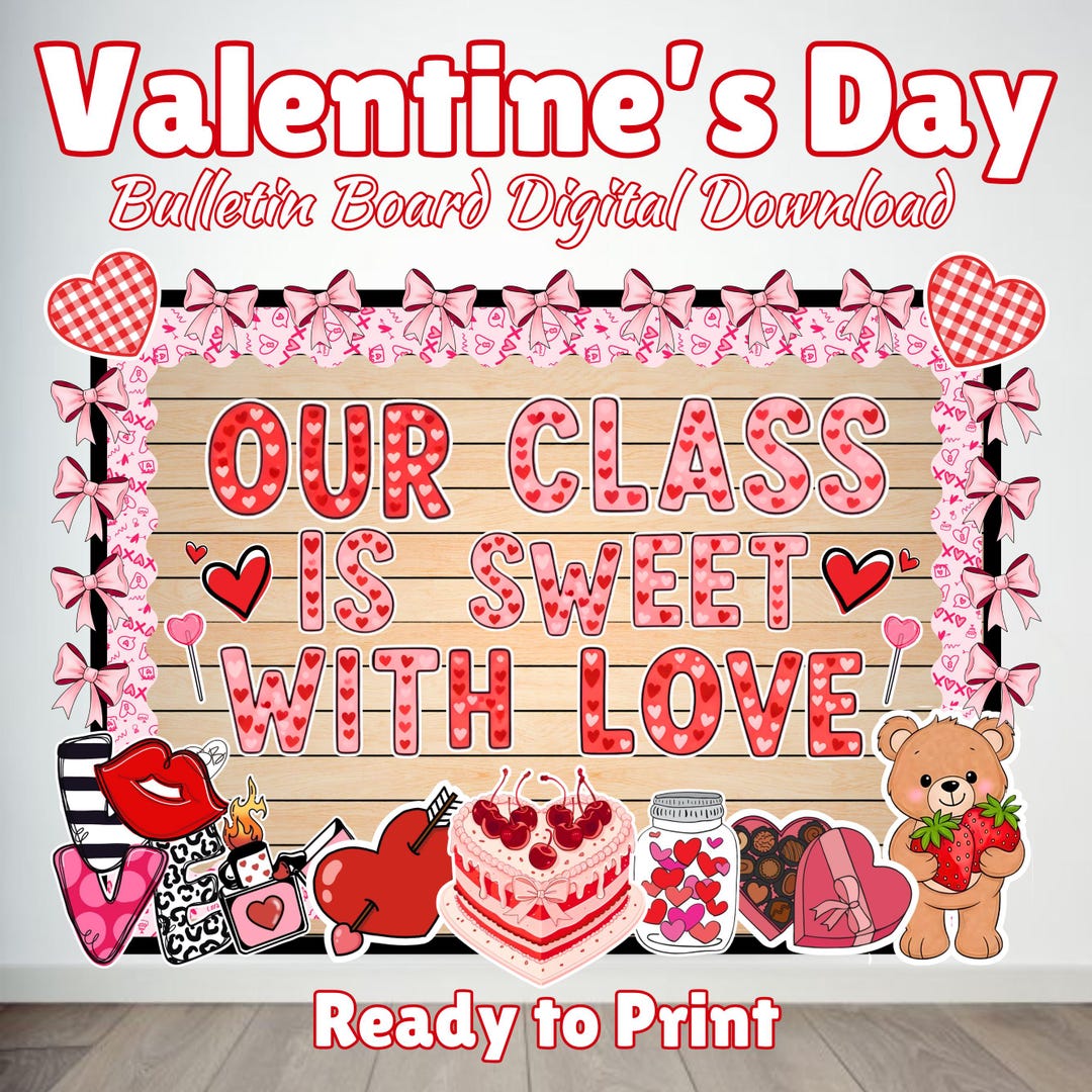 Valentine's Day Bulletin Board Kit,cupcakes Bulletin Kit, Cute Display ...