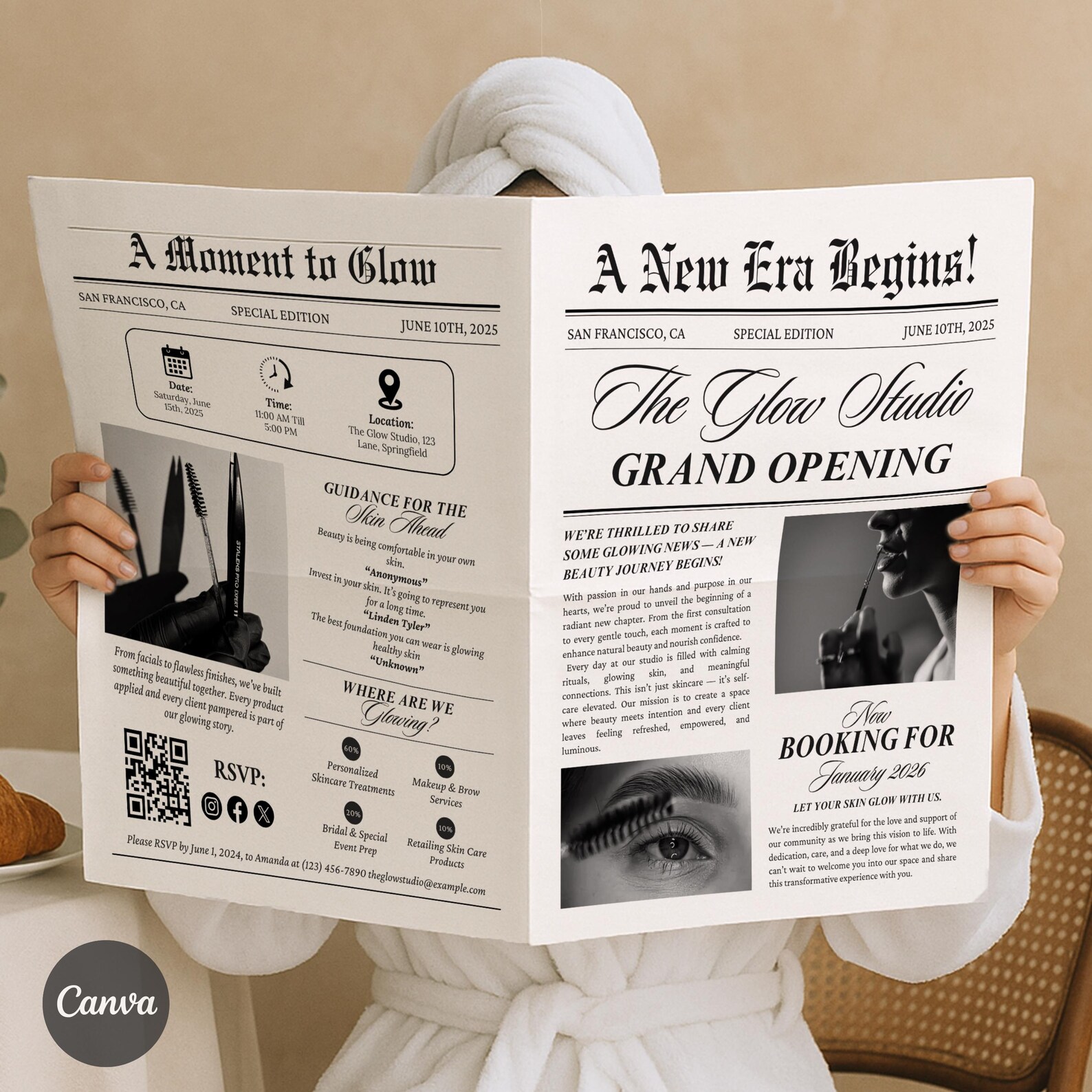 Editable Business Newspaper Template, Lash & Hair Announcement (canva ...