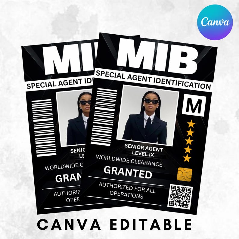 Custom Men in Black MIB ID Badge, Cosplay Costume (printable) - Etsy