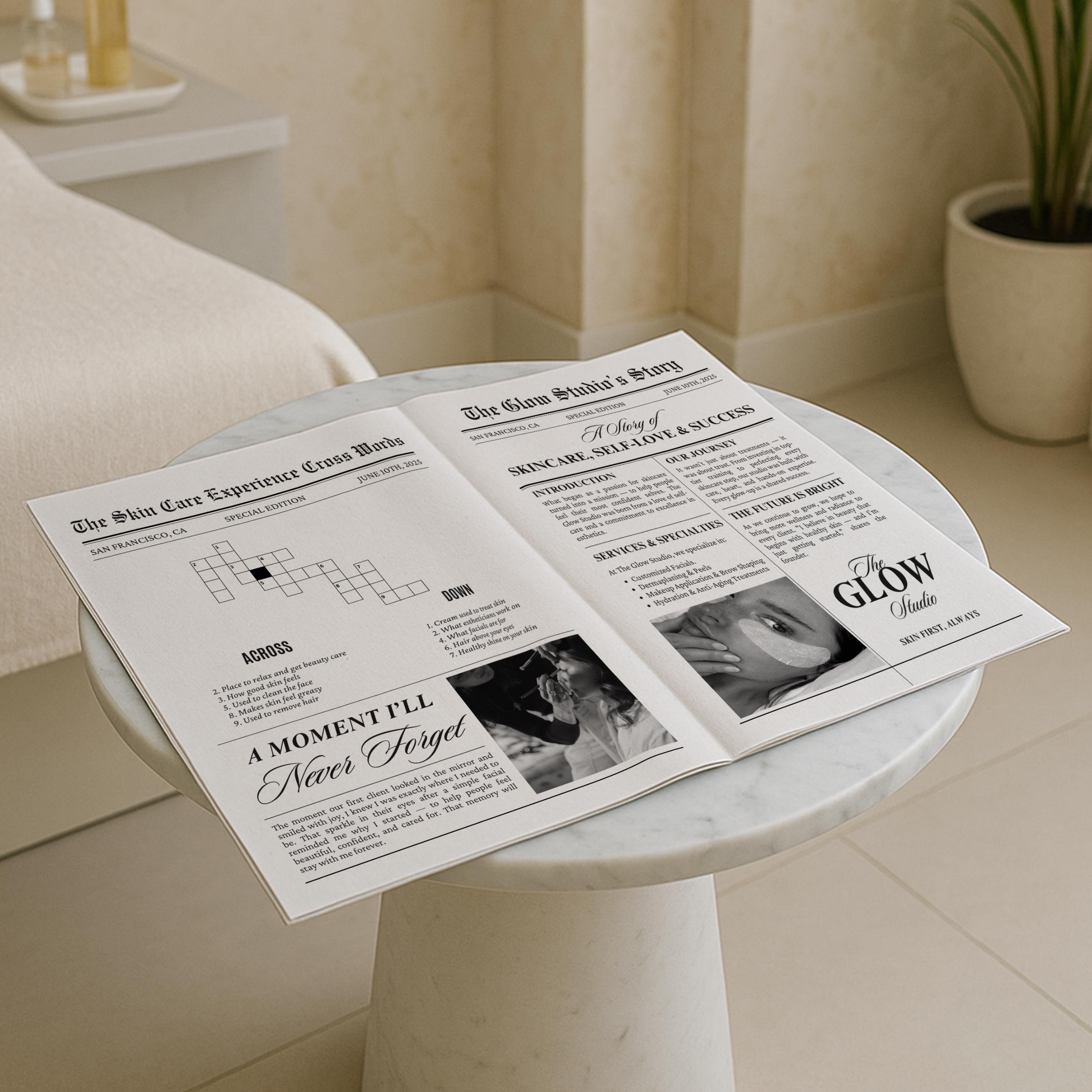 Business Newspaper Template, Editable Large Grand Opening Esthetician ...