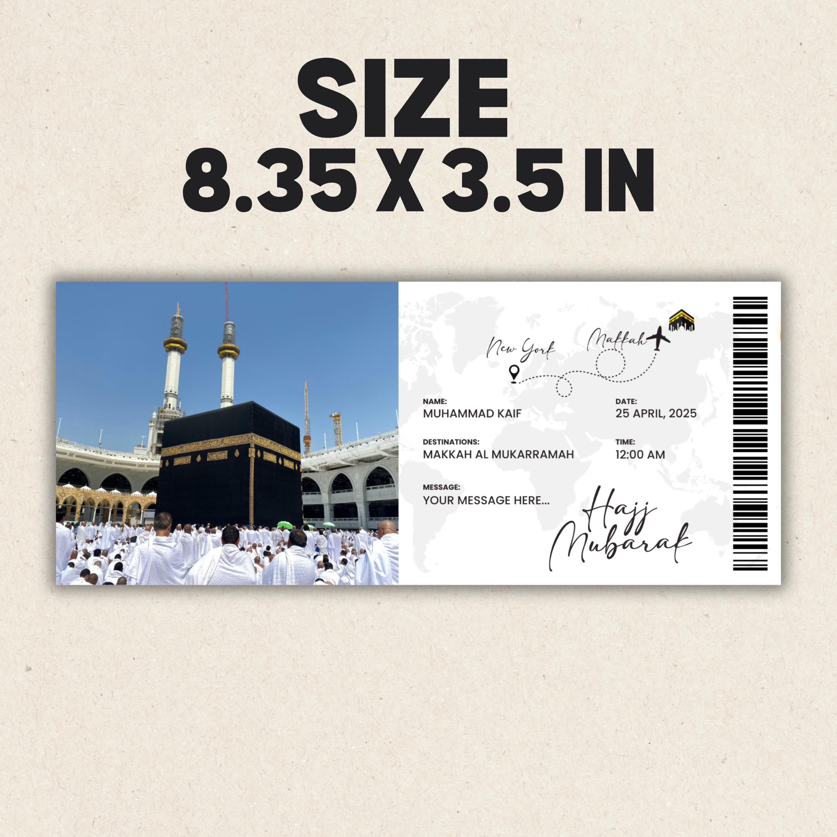 Hajj Boarding Pass, Editable Umrah Mubarak Boarding Pass, Hajj Plane ...