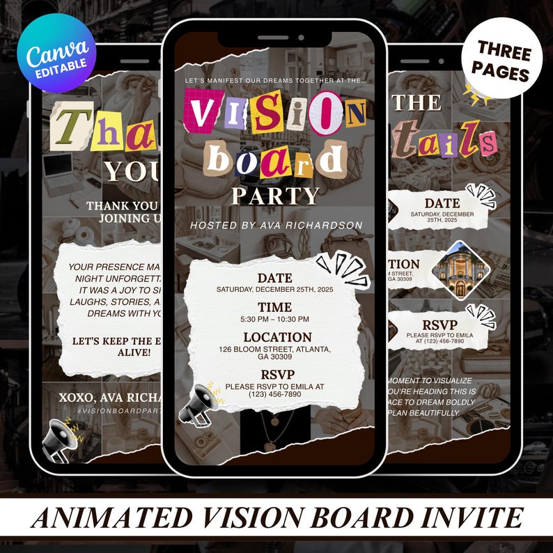 New Years 2026 Vision Board Party Invitation, Manifestation Gathering ...