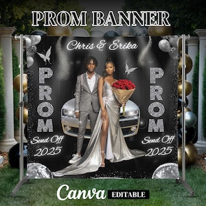 Prom Send off Banner, Prom Party Decor, Prom Party Backdrop, Prom Canva ...