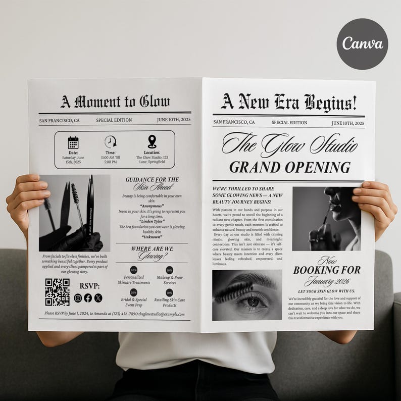 Business Newspaper Template, Editable Large Newspaper Lash Announcement ...