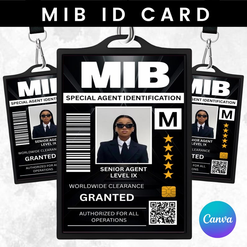 Custom Men in Black MIB ID Badge, Cosplay Costume (printable) - Etsy