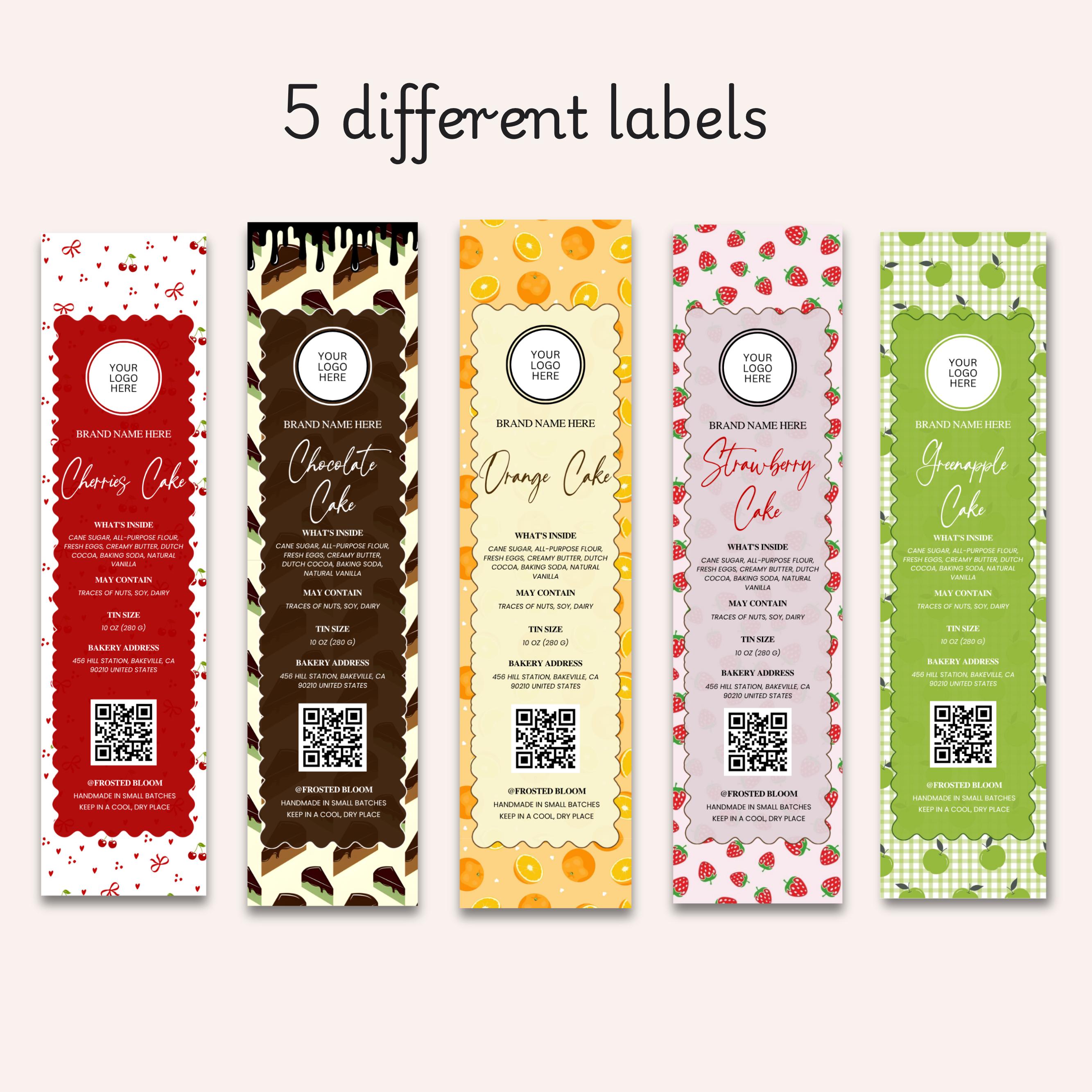Mini Cake Tin Label, Editable Bakery Label, Mini Loaf Cake Label ...