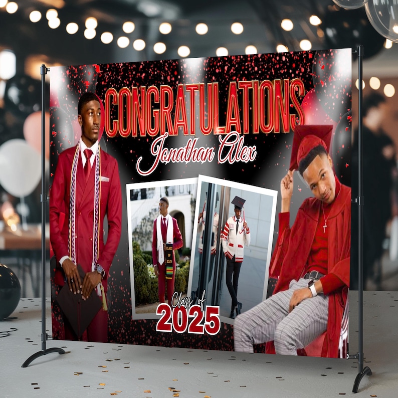 Graduation Backdrop Bundle, 4 Editable Graduate Backdrops, Canva Grad ...