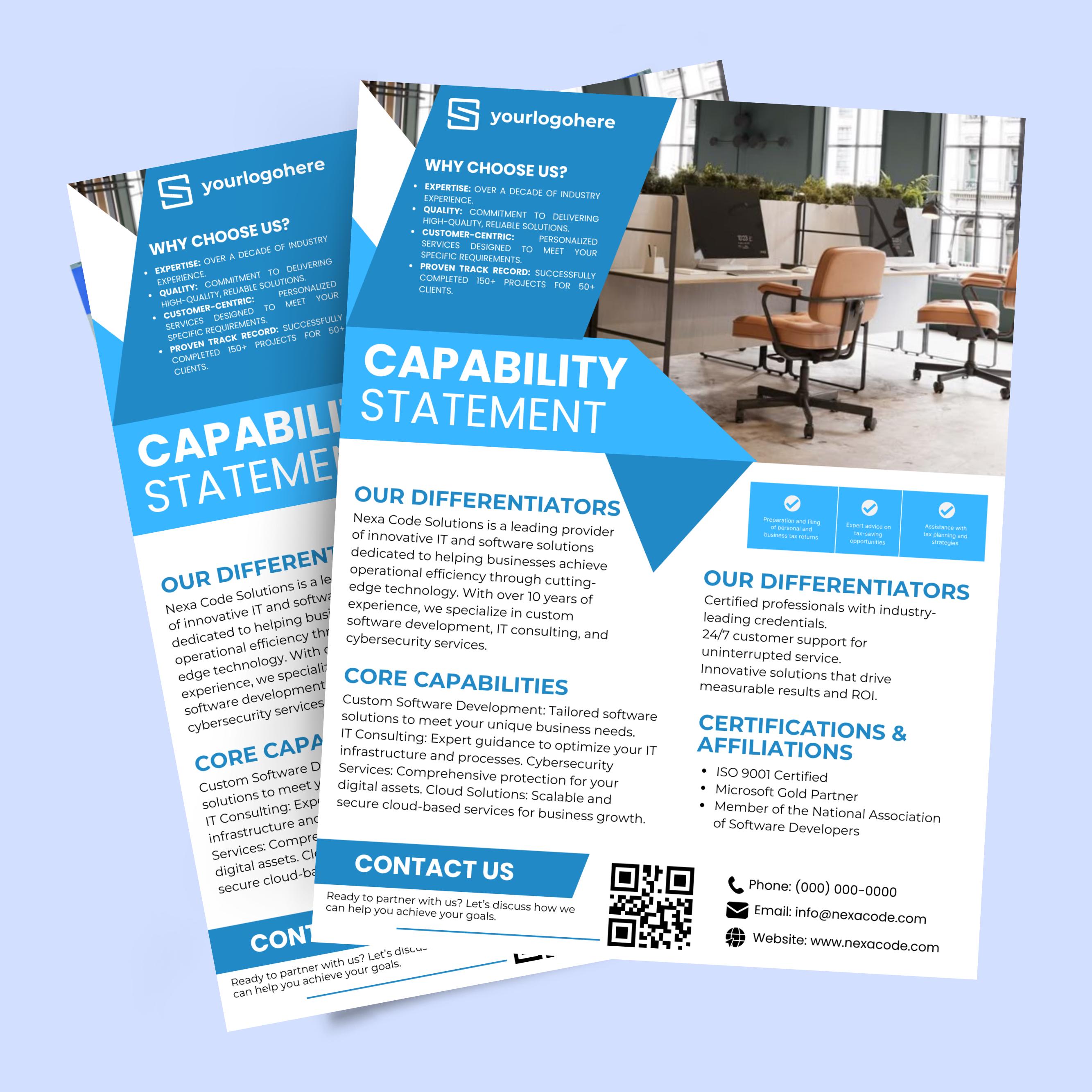 Capability Statement Template Canva,corporate Flyer,editable Business ...